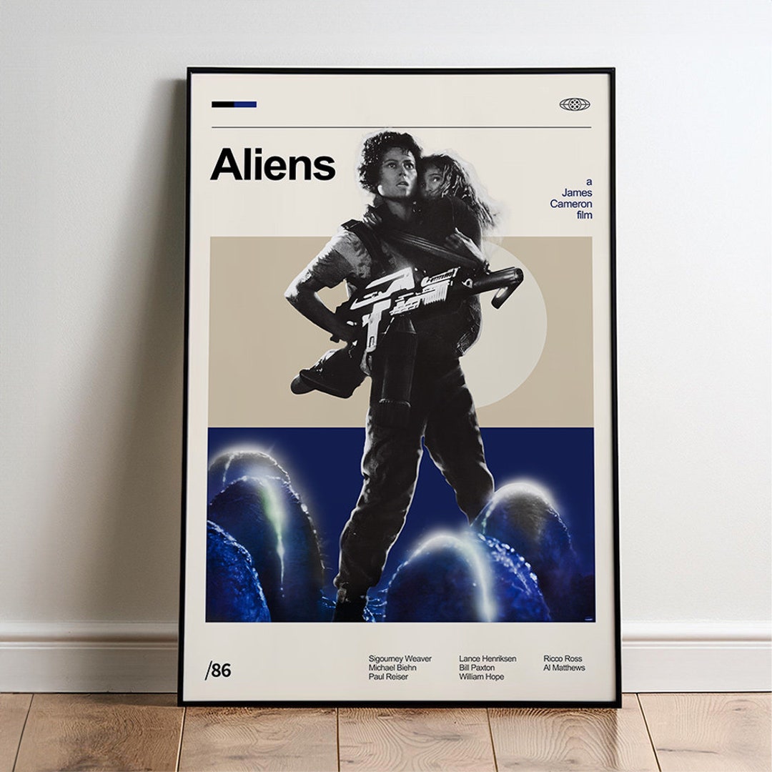 Aliens Movie Poster Minimalist Midcentury Poster Wall Art Print Retro ...