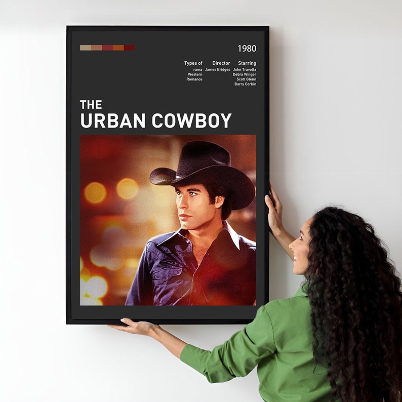 Urban Cowboy Movie Poster Minimalist Midcentury Poster Wall Art Print ...