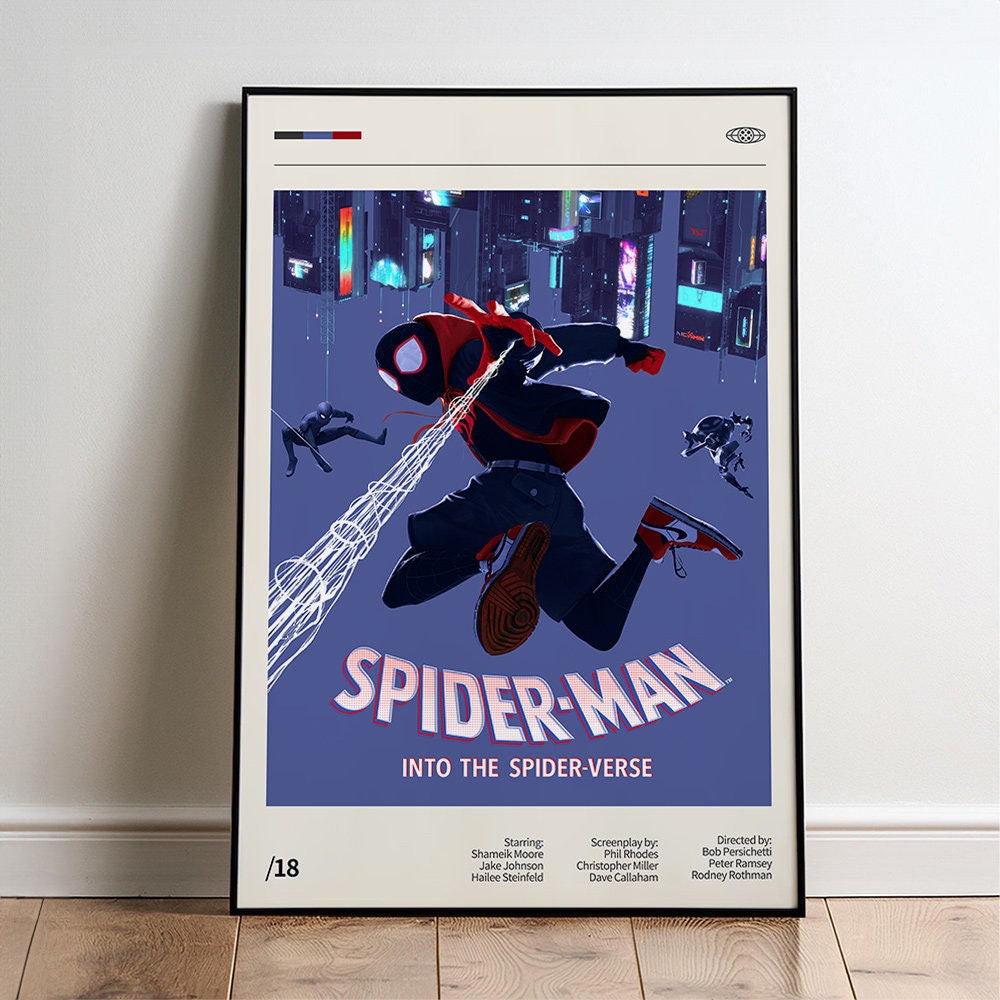 Spider Man Into The Spider Verse Movie Poster Minimalist Midcentury