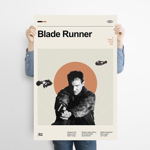 Blade Runner 1982 Movie Poster Minimalist Midcentury Poster Wall Art ...