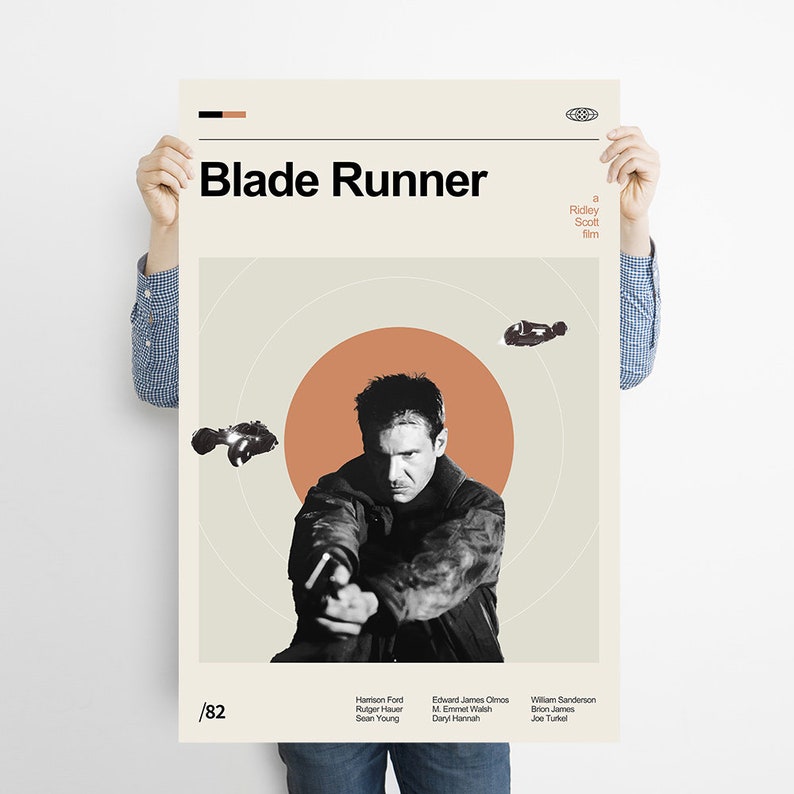 Blade Runner 1982 Movie Poster Minimalist Midcentury Poster Wall Art ...