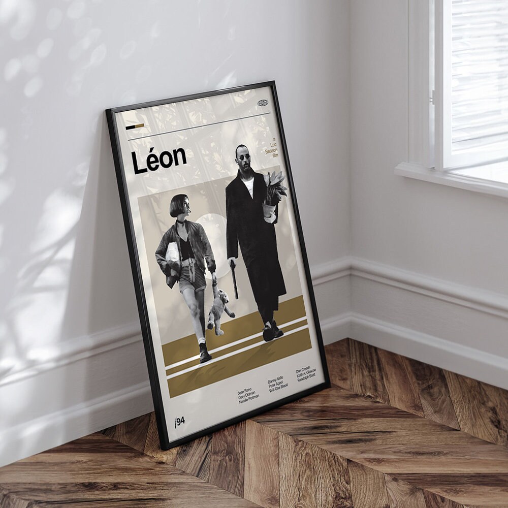 Léon Movie Poster Minimalist Midcentury Poster Wall Art Print Retro ...