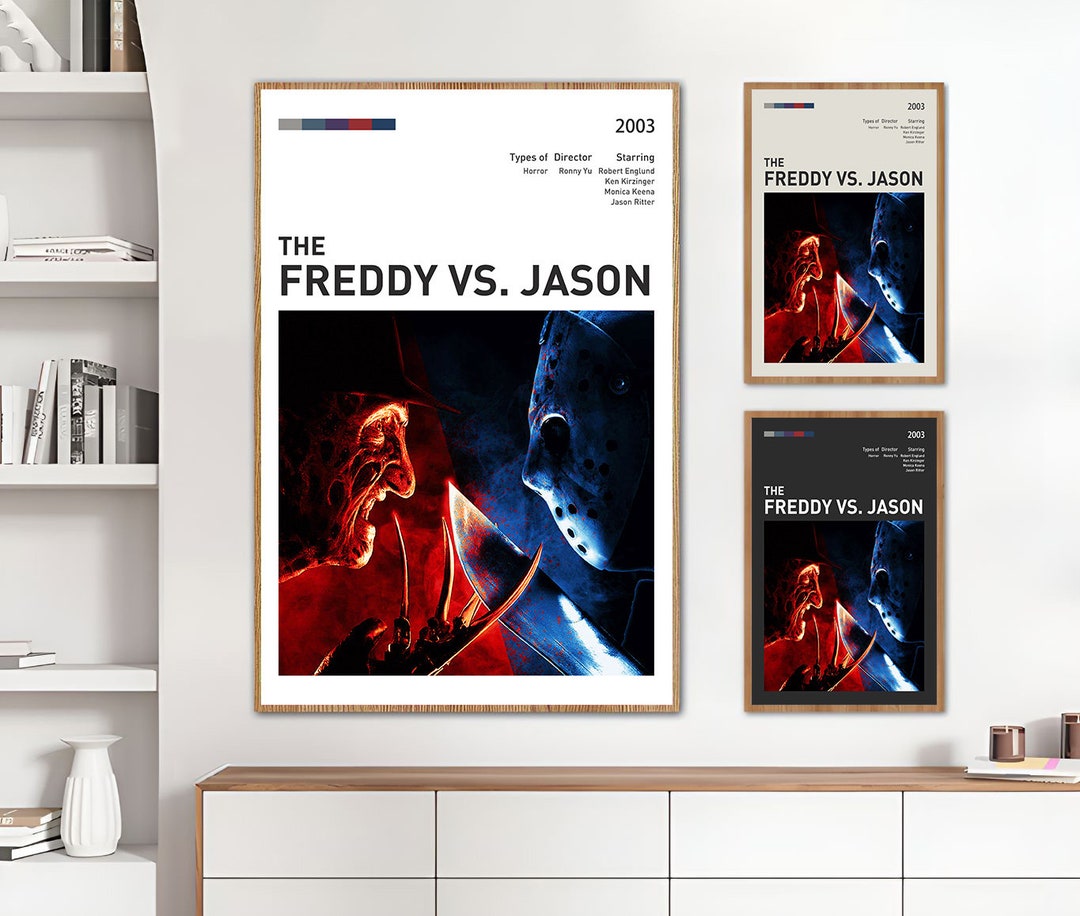 Freddy Vs. Jason Movie Poster Minimalist Midcentury Poster Wall Art ...