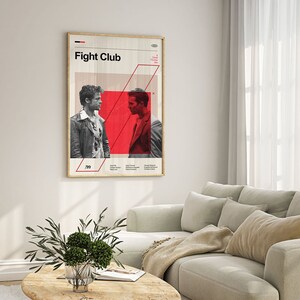 Fight Club Movie Poster Minimalist Midcentury Poster Wall Art Print ...