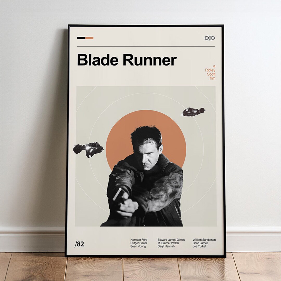 Blade Runner 1982 Movie Poster Minimalist Midcentury Poster Wall Art ...