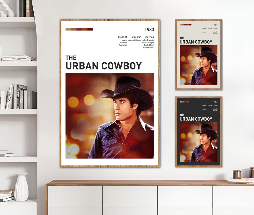 Urban Cowboy Movie Poster Minimalist Midcentury Poster Wall Art Print ...