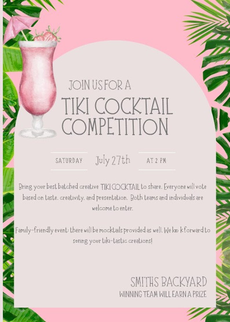 Guide to Hosting a Tiki Cocktail Competition Bundle | Includes Invite ...