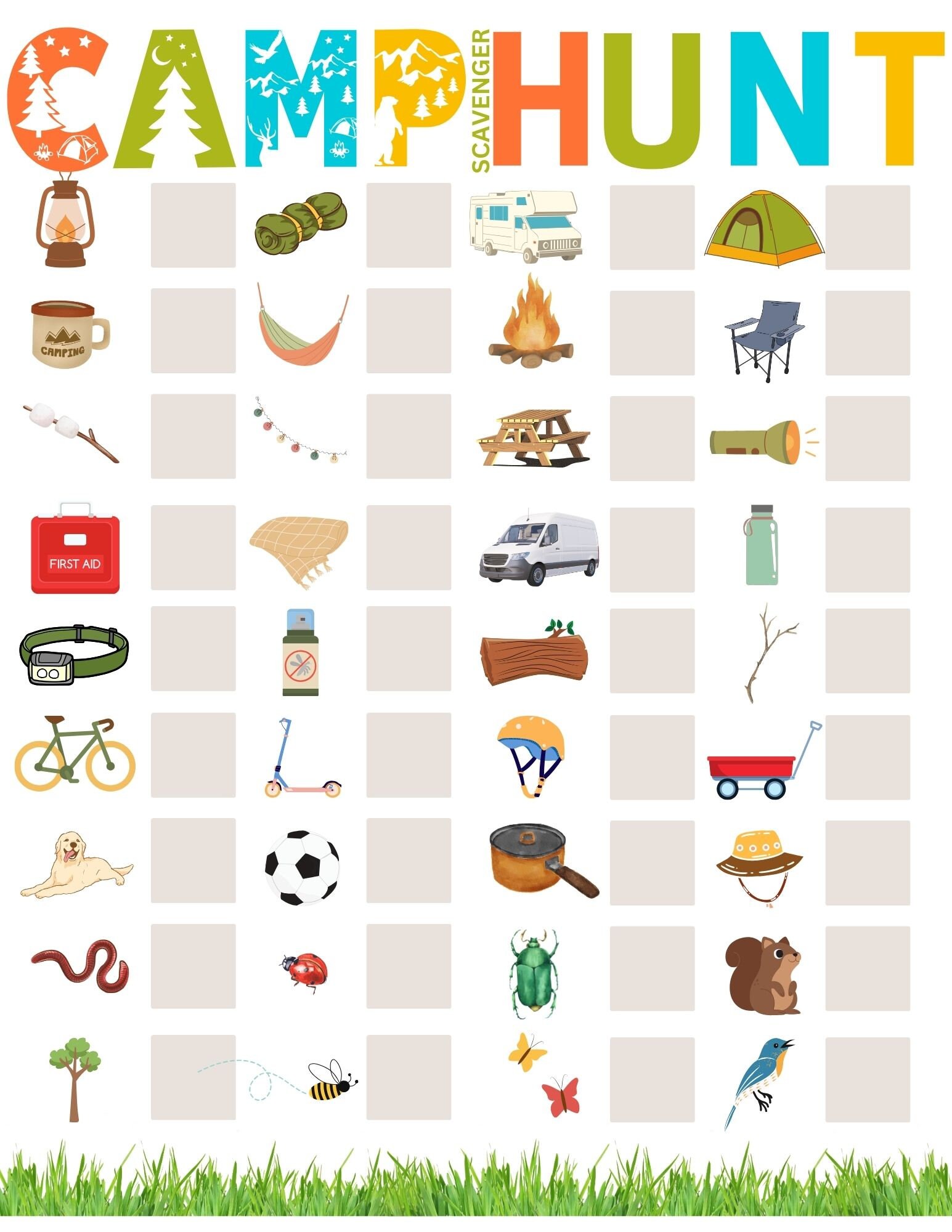 Camping Scavenger Hunt Print Out - Prek, Kinder, Summer Bucket List ...