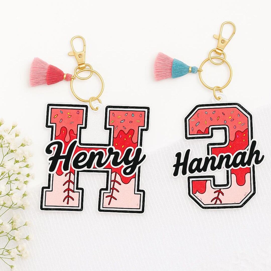 Custom Name Baseball Ice Cream Drip Tag,sports Team Name Baseball Bag ...