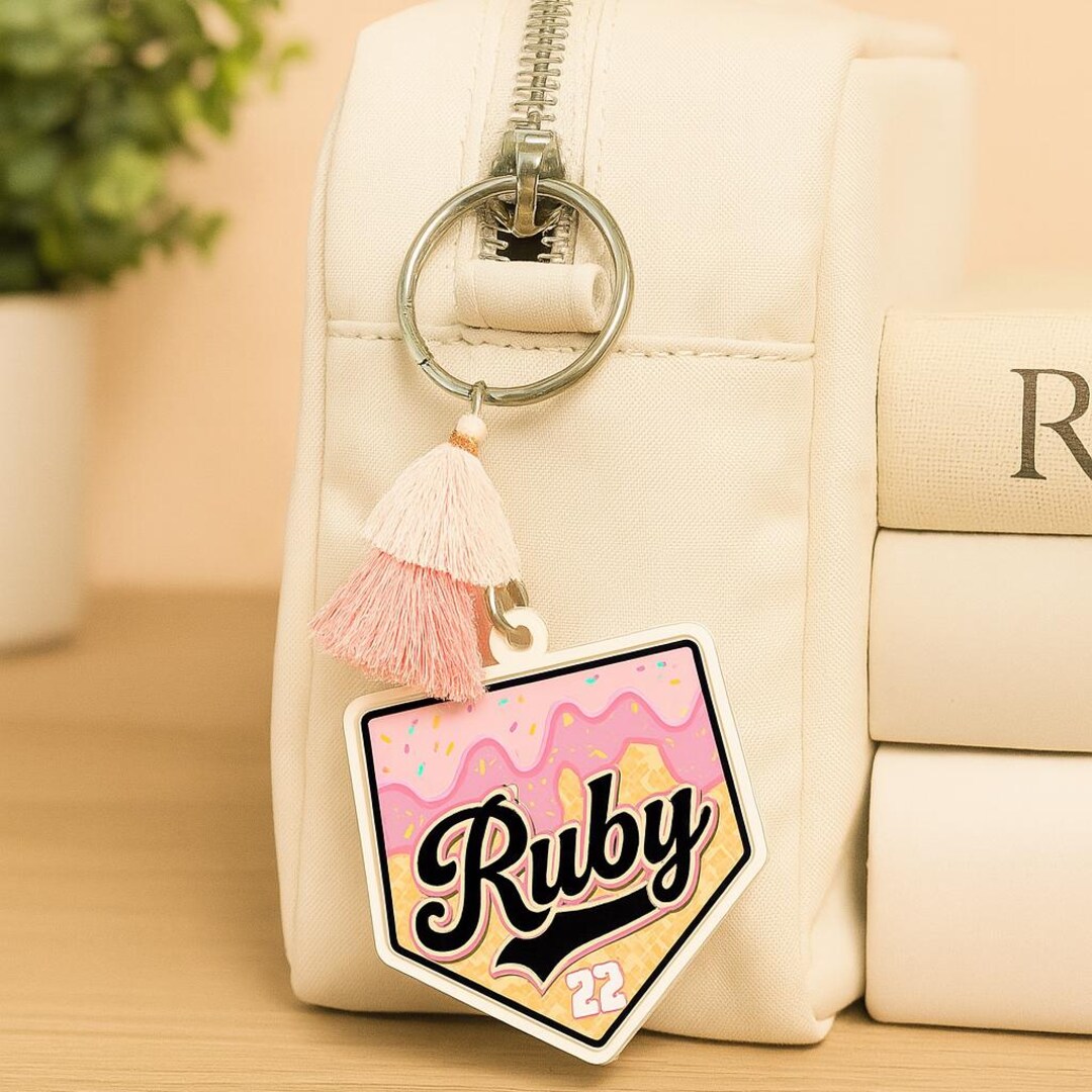 Custom Name Baseball Ice Cream Drip Tag, Sports Team Name Baseball Bag ...