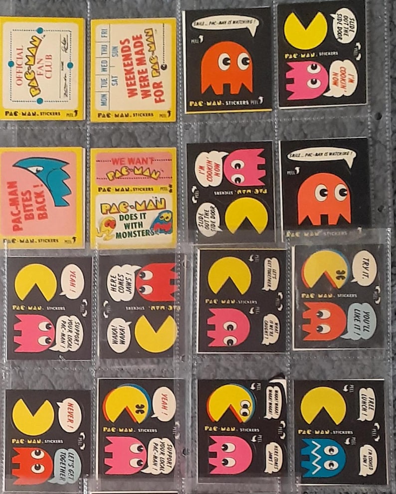1980 Pac-man Stickers and Rub Offs Lot, Vintage Game Cards - Great ...