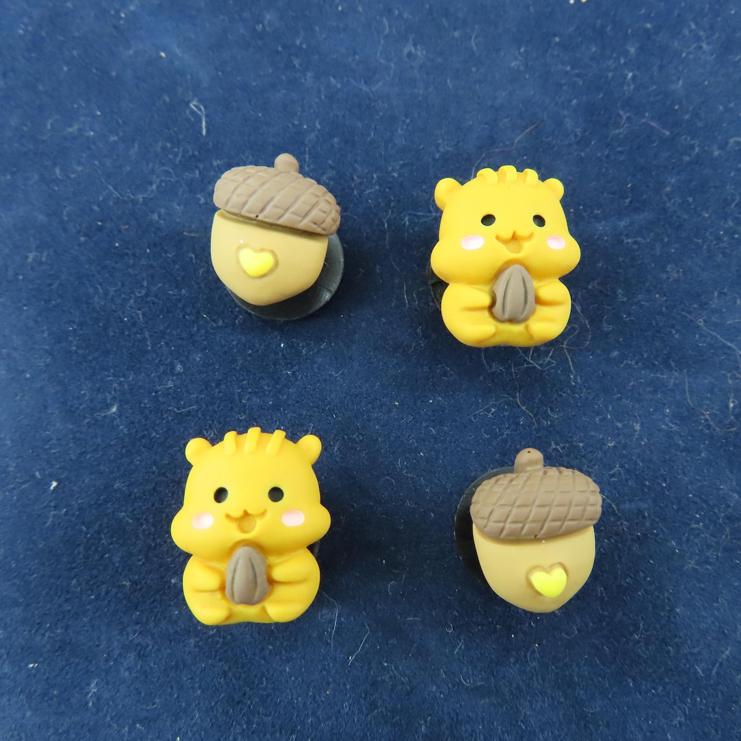 CHIPMUNKS & ACORNS Clogs Shoe Charms for Crocs Wristbands Set of 4 3D ...