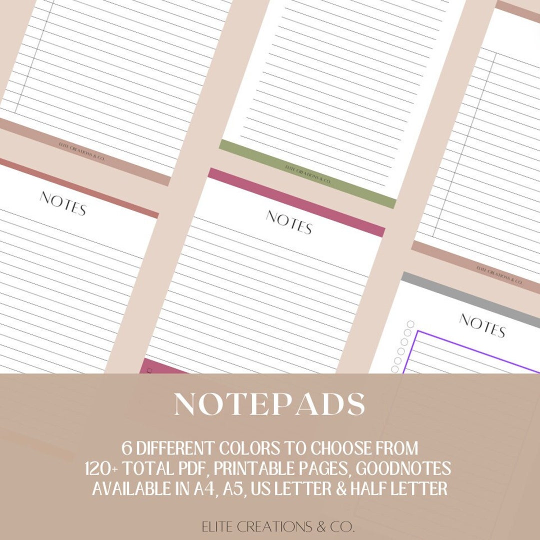 Notepad Design Templates A4, A5, US Letter and Half Letter Versions in ...