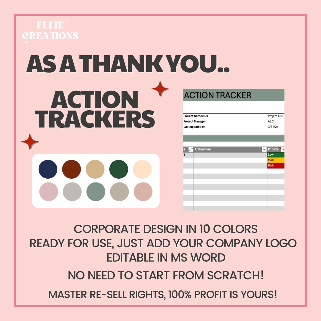 Project Schedule Templates Freebie Action Tracker - Etsy