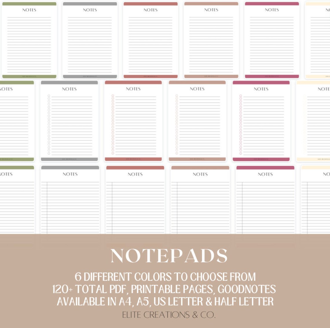 Notepad Design Templates A4, A5, US Letter and Half Letter Versions in ...