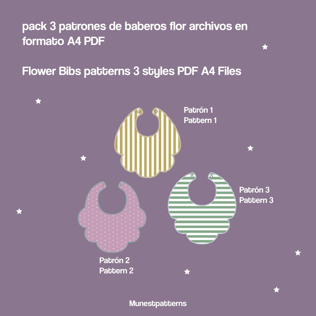 Baby Bib Sewing Pattern PDF Bundle / Flower Bib Pattern / Scalloped ...