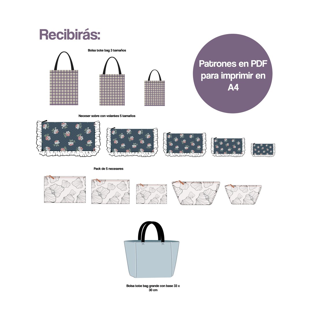 Pack of 14 PDF Toiletry Bag Patterns, Handbag Patterns, Easy-to-make ...