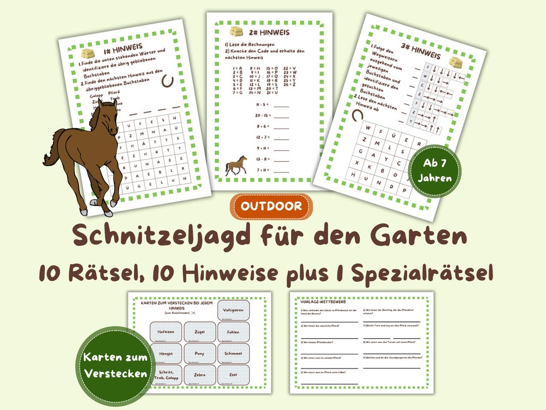 Horse Scavenger Hunt for Kids 7+, Fun Outdoor Treasure Hunt, German ...