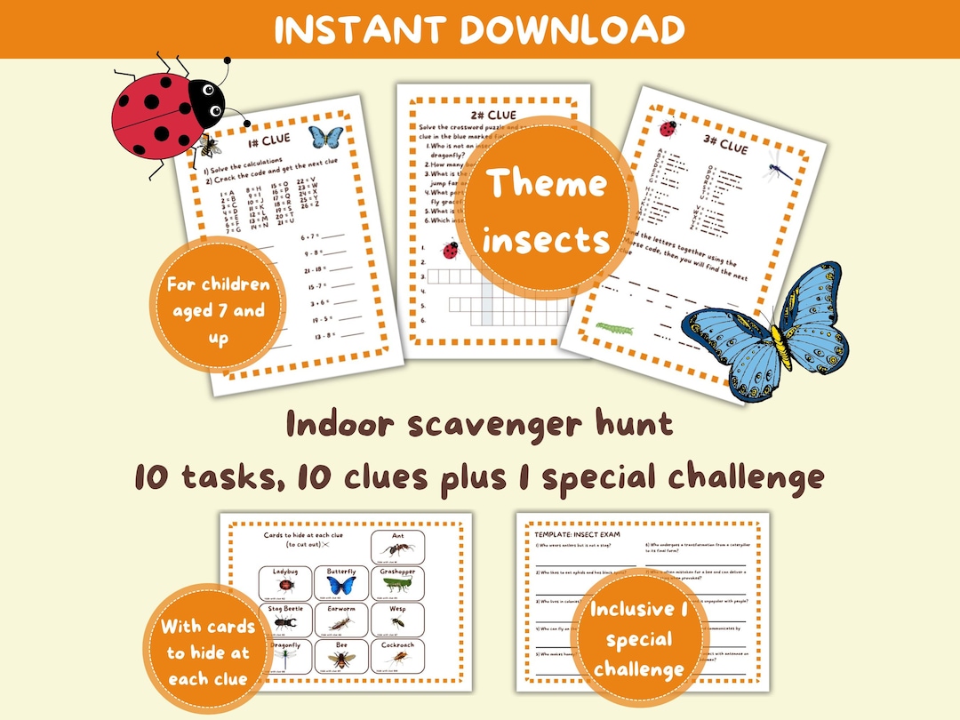 Insect Scavenger Hunt for Children Ages 7 and Up, Interactive Learning ...