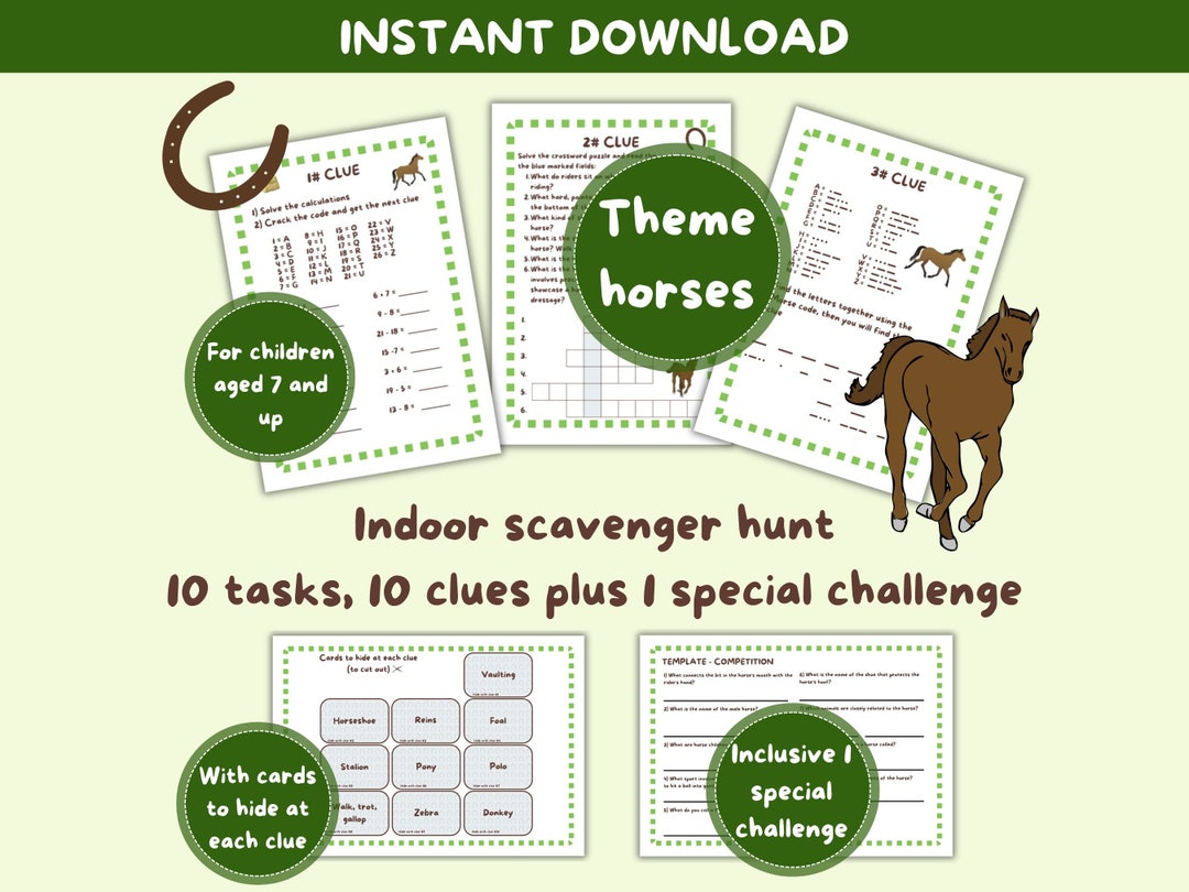 Horse Scavenger Hunt for Children Ages 7 and Up, Interactive Learning ...