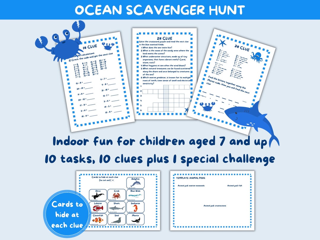Scavenger Hunt for Children Ages 7 and Up, Oceans Game, Indoor Treasure ...