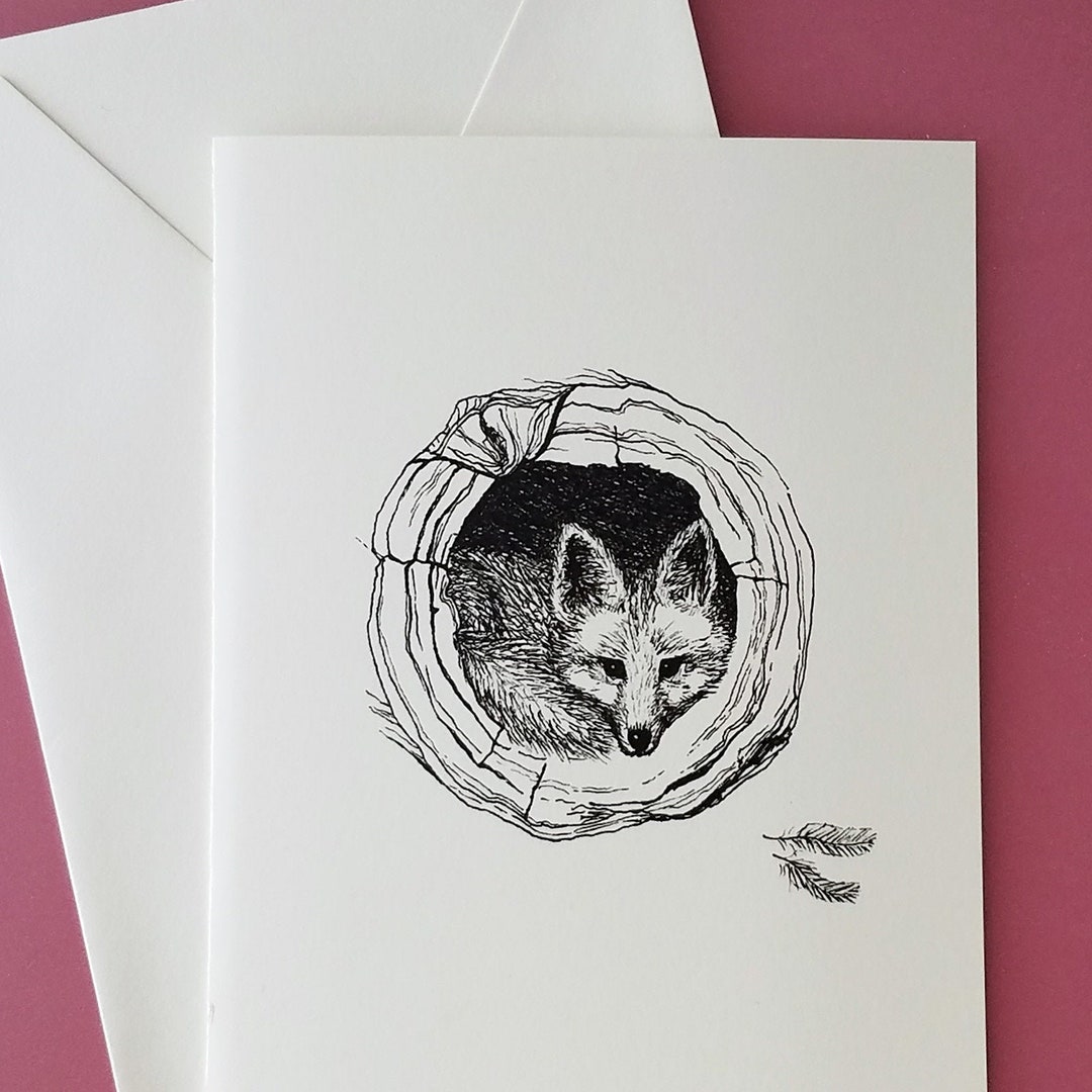 Fox Illustration Note Card - Etsy