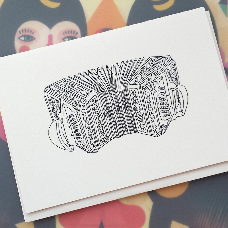 Concertina Illustration Note Card - Etsy