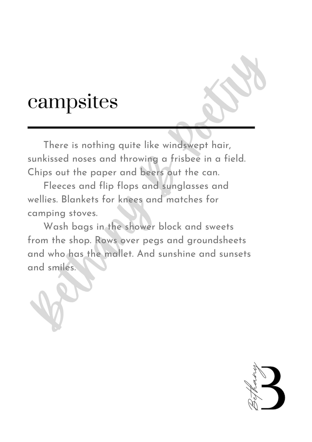 Campsites - Poem - Etsy