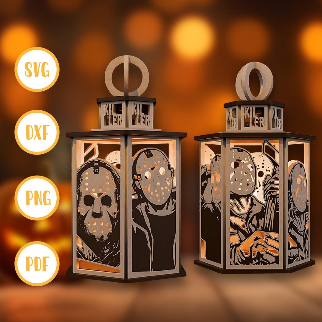 Horror Characters Lantern Laser Cut File, Halloween Candle Holder ...