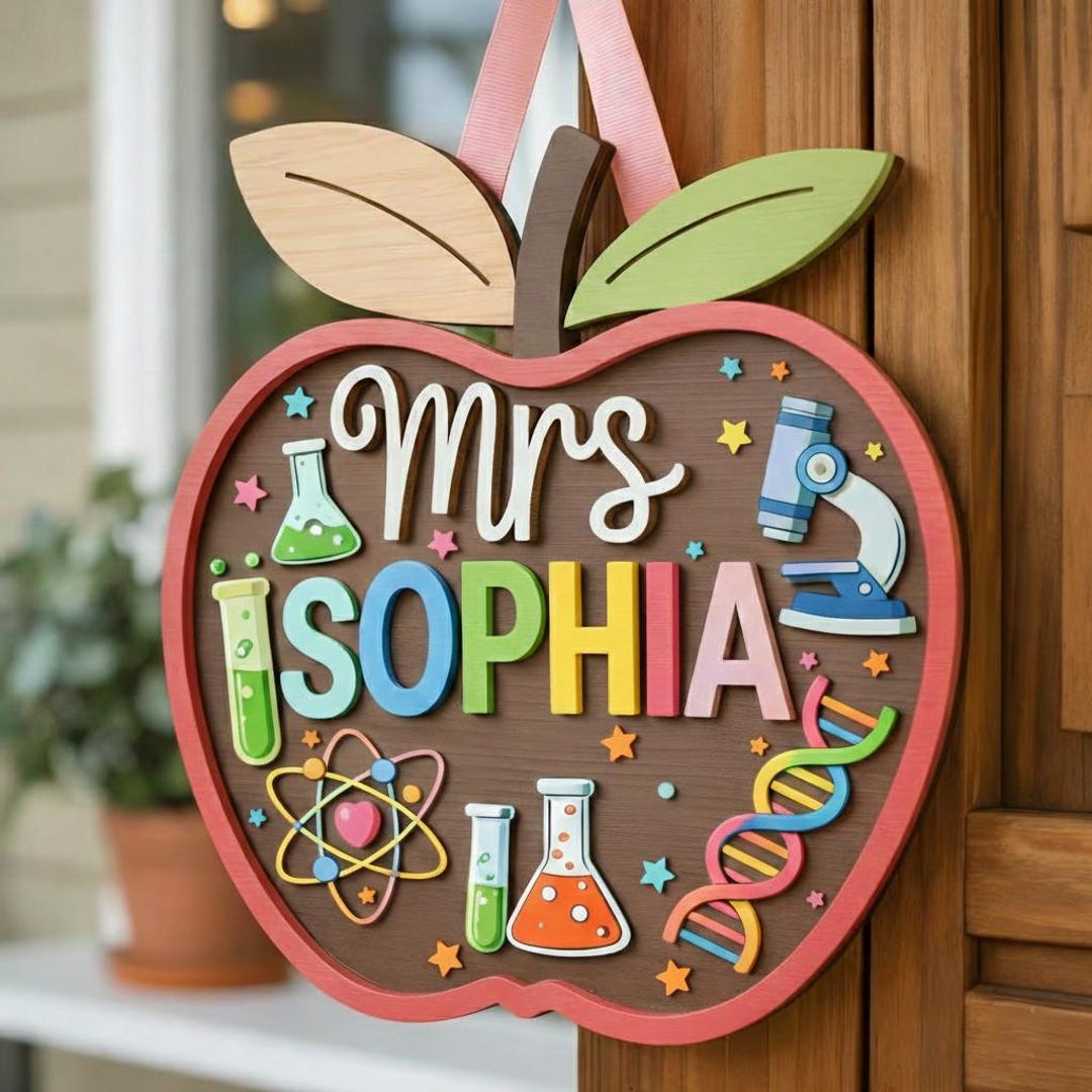 Custom 3D Science Teacher Name Door Sign, Personalized Science ...