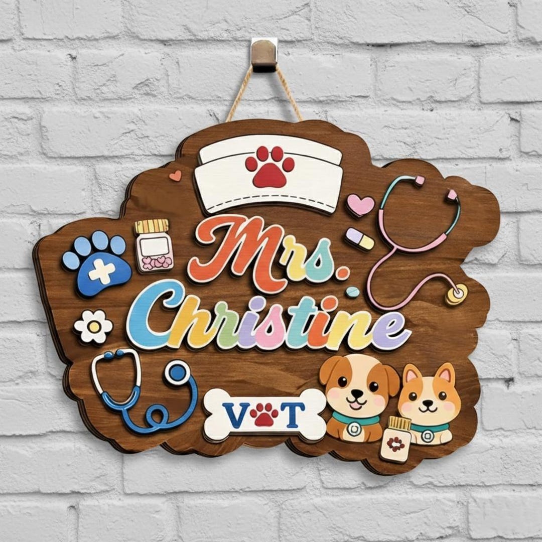 Custom Veterinarian Door Sign, Vet Tech Door Hanger, Personalized Vet ...