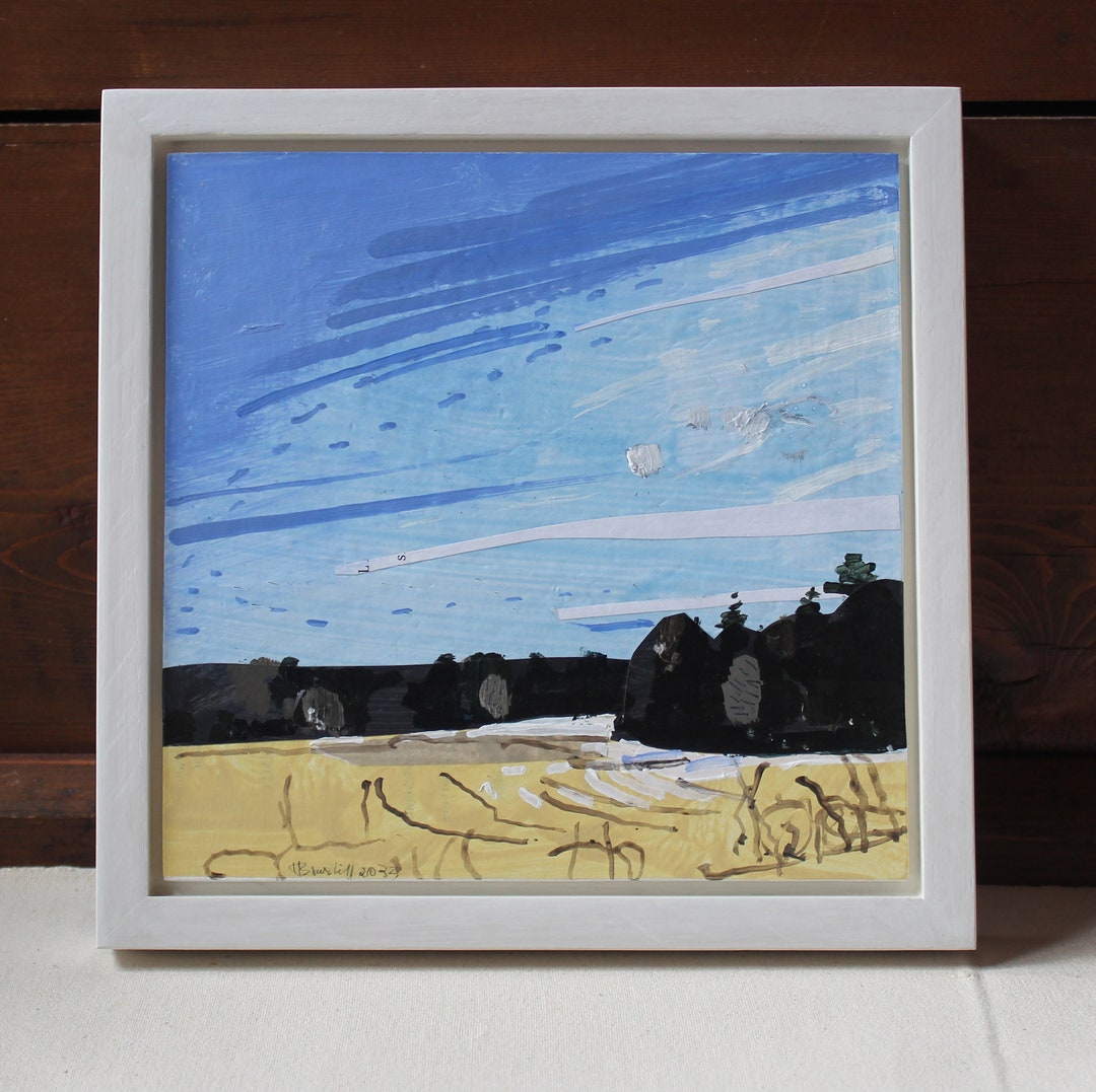 Canadian Landscape Collage Painting: Framed Original Art, 8x8 - Etsy