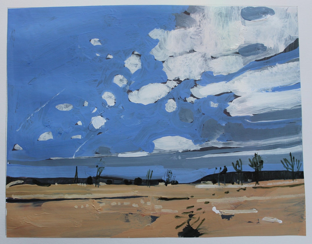 April Afternoon, Original Spring Landscape Collage Painting on Paper ...