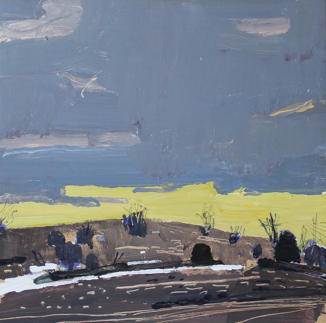 Horse Farm Acrylic Landscape Painting: Canadian Art, 8x8 - Etsy