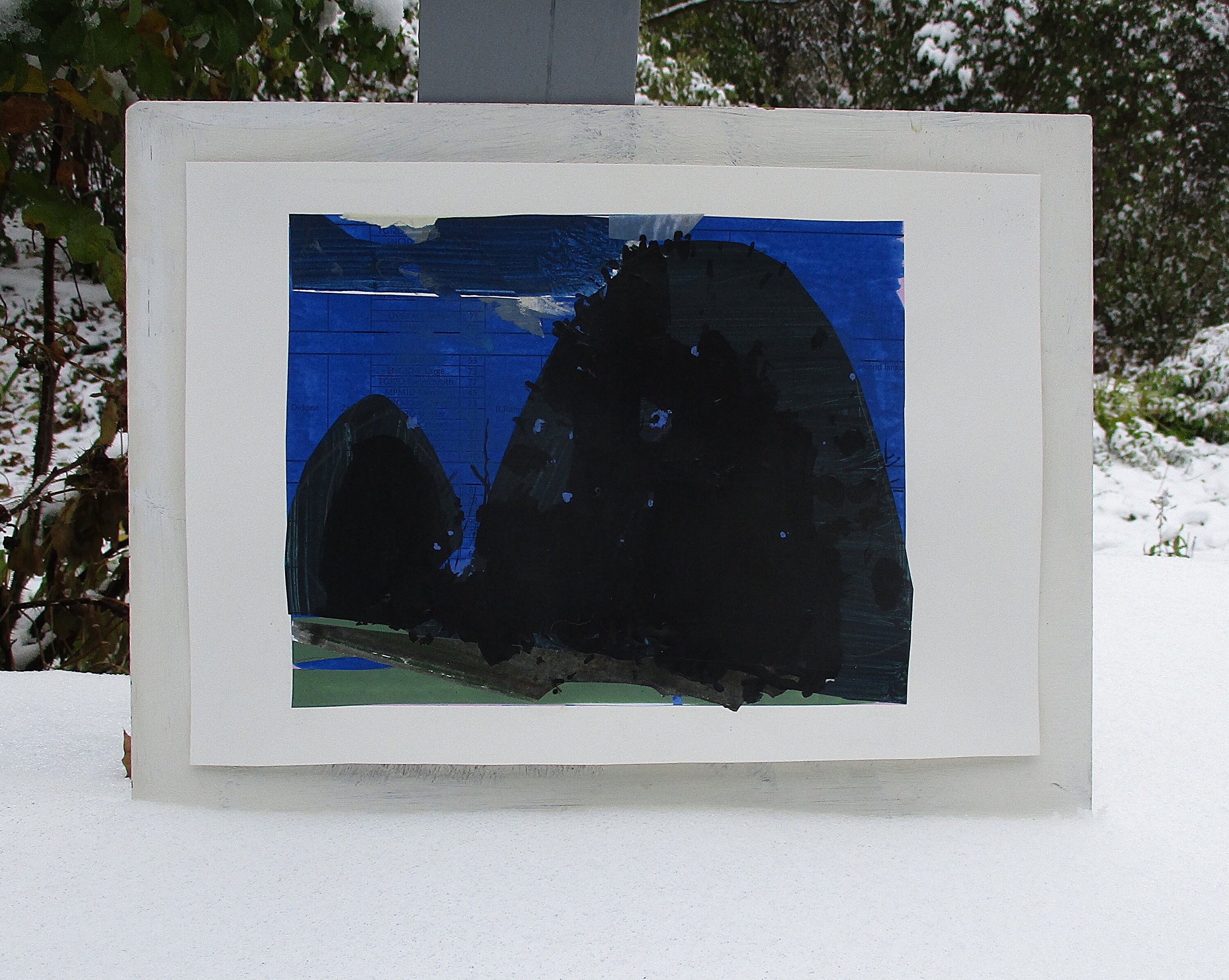 Original Autumn Landscape Collage Painting on Paper, "cedar Dusk ...