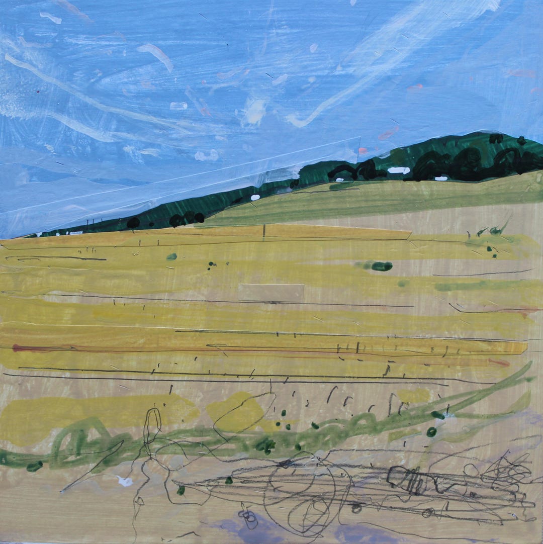 Canadian Summer Landscape Collage Painting: July Heat Wave, 8x8 ...