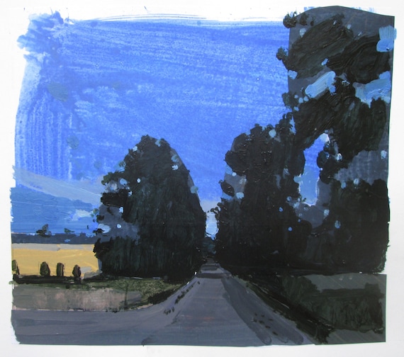 Evening Blue Original Summer Landscape Collage Painting on | Etsy Canada