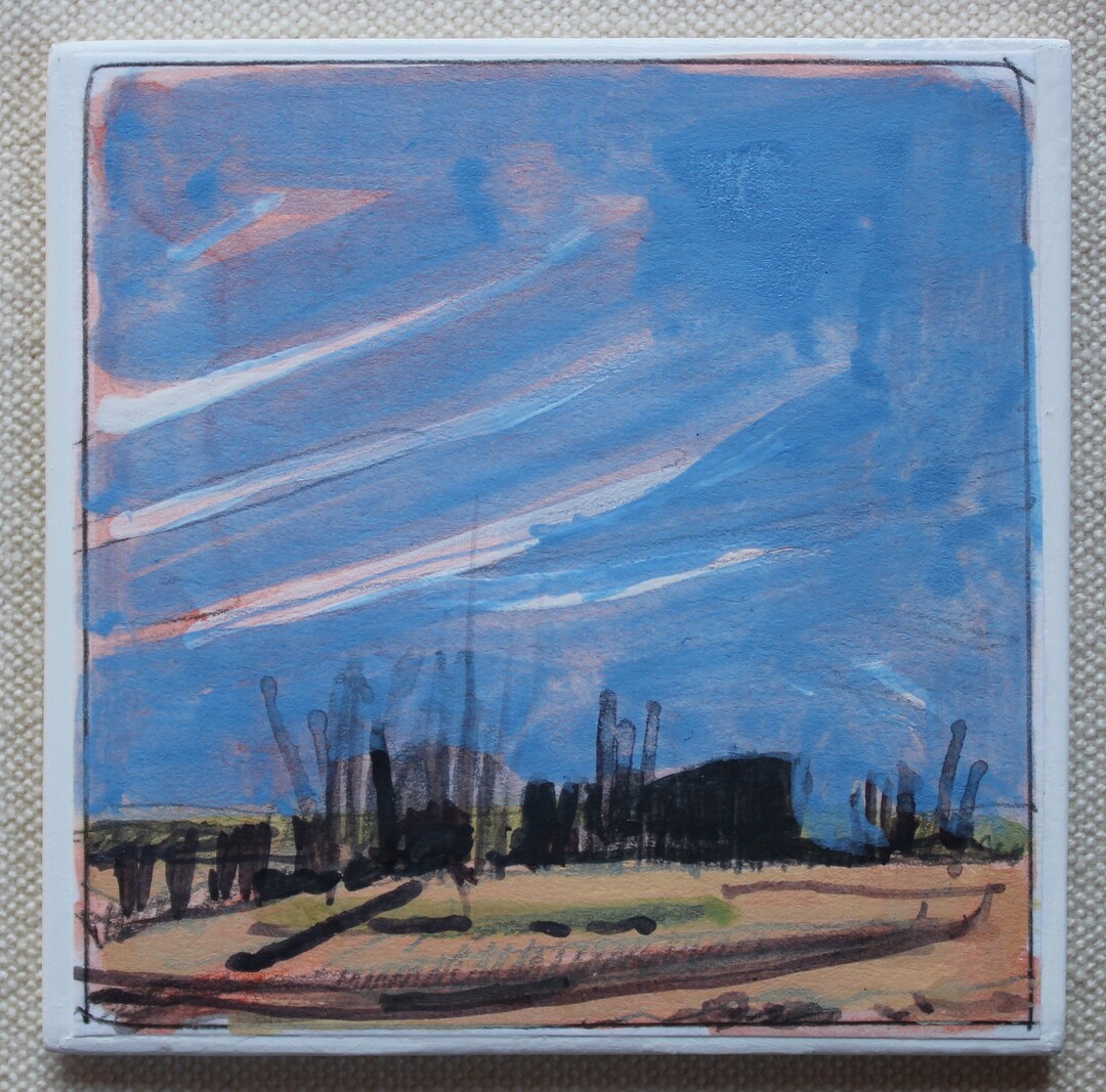 Blue Intermission, Original Small Winter Landscape Painting on Panel ...