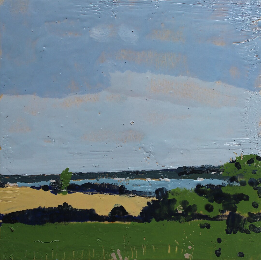 South Shore, Original Canadian Encaustic Landscape Painting on Panel, 8 ...