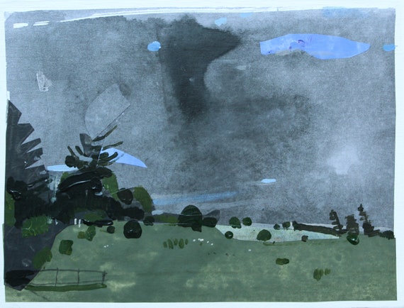 Original Spring Landscape Collage Painting on Panel 6 X 8 | Etsy