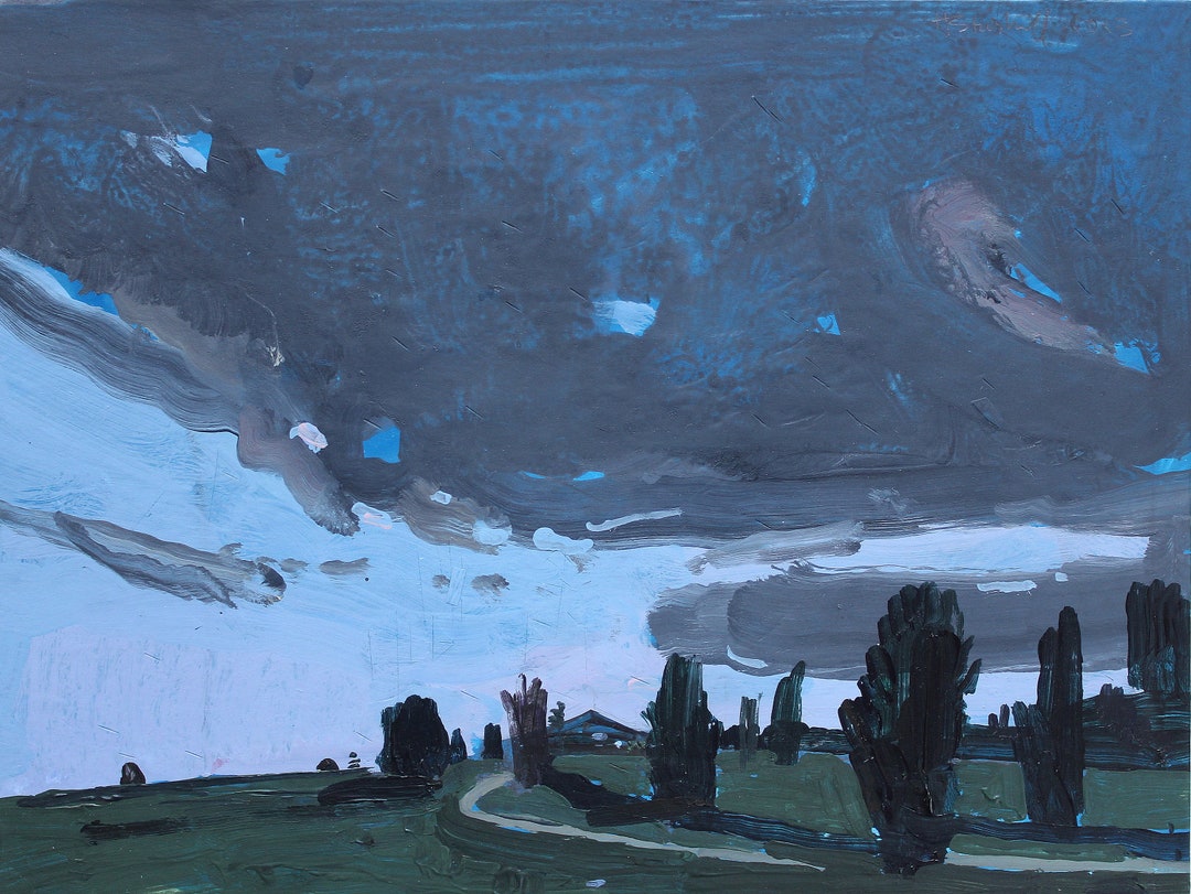 After the Shower, Original Canadian Landscape Collage Painting on Panel ...