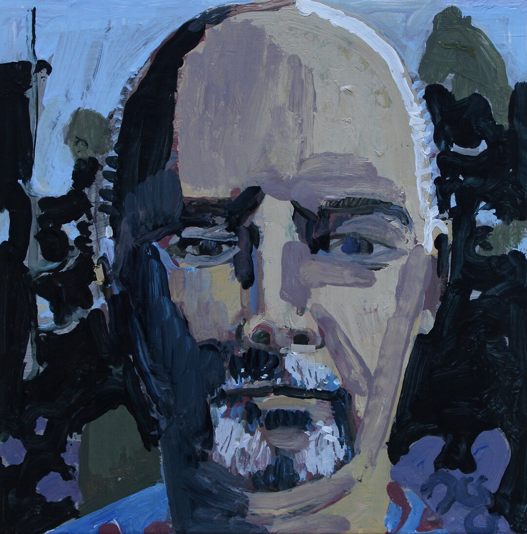 Night Man, Original Self Portrait Painting on Panel, 8 X 8 Inches ...