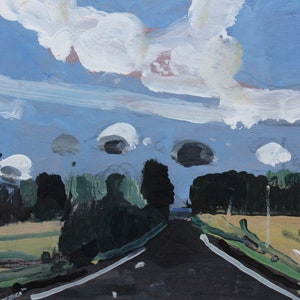 Southbound Evening, Original Canadian Landscape Collage Painting on ...