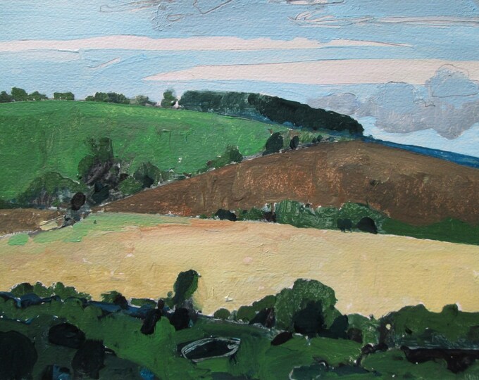 Ridge, Near Garden Hill, Original Landscape Painting on Paper ...