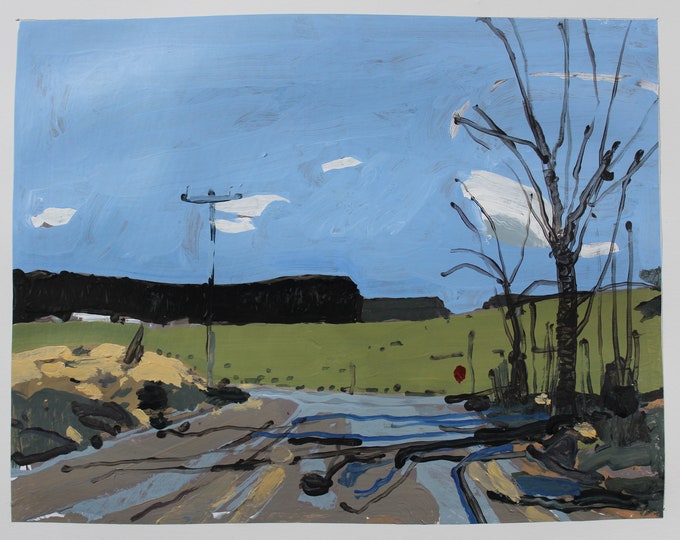 Return, Original Spring Landscape Collage Painting on Paper, 11 X 15 ...