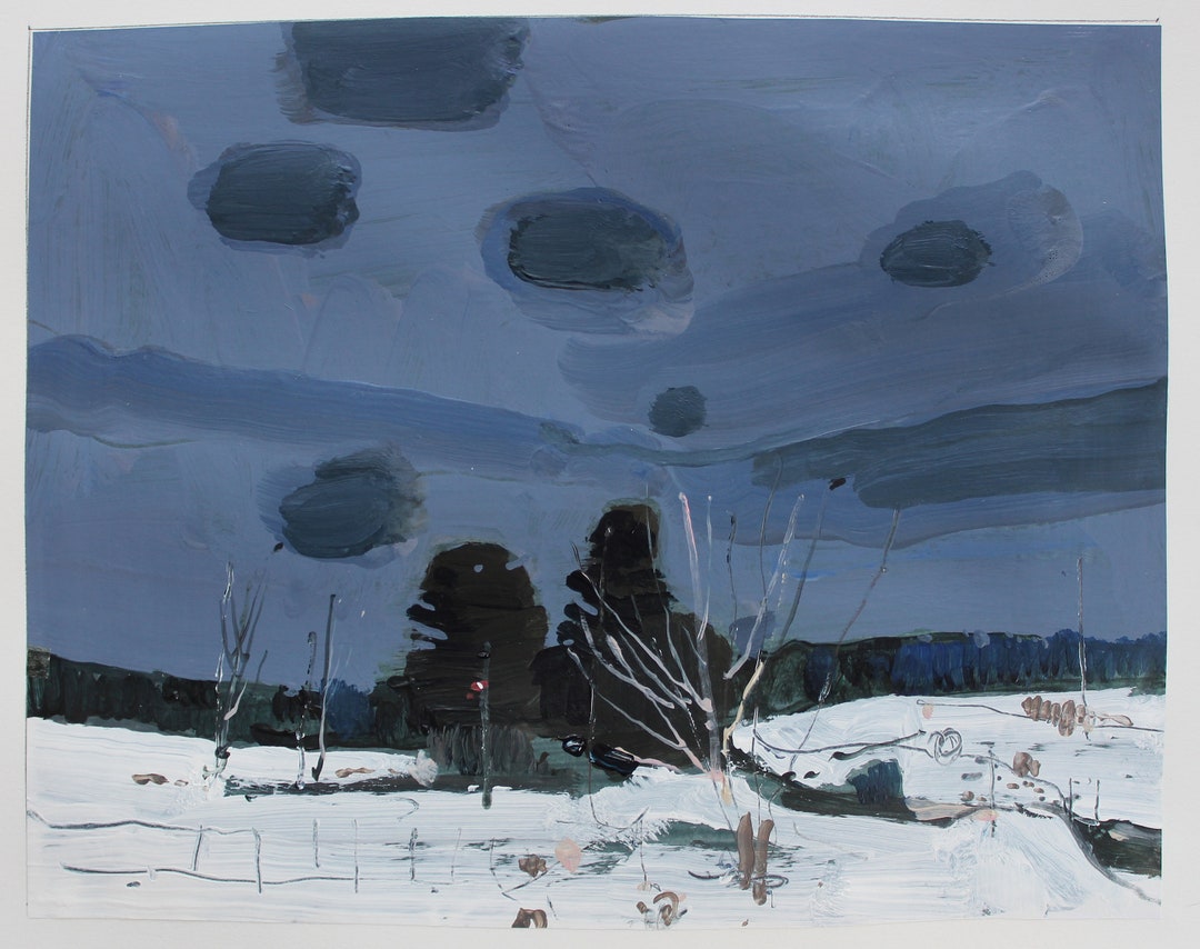 O Canada, Original Winter Landscape Collage Painting on Paper, 11 X 15 ...