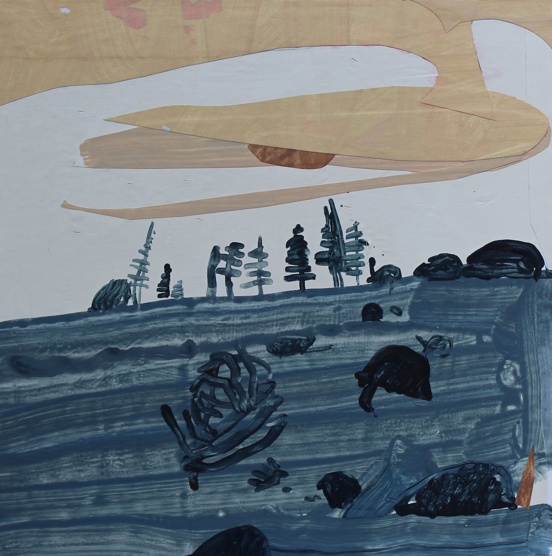 Wildfire Haze, Original Canadian Landscape Collage Painting on Panel, 8 ...