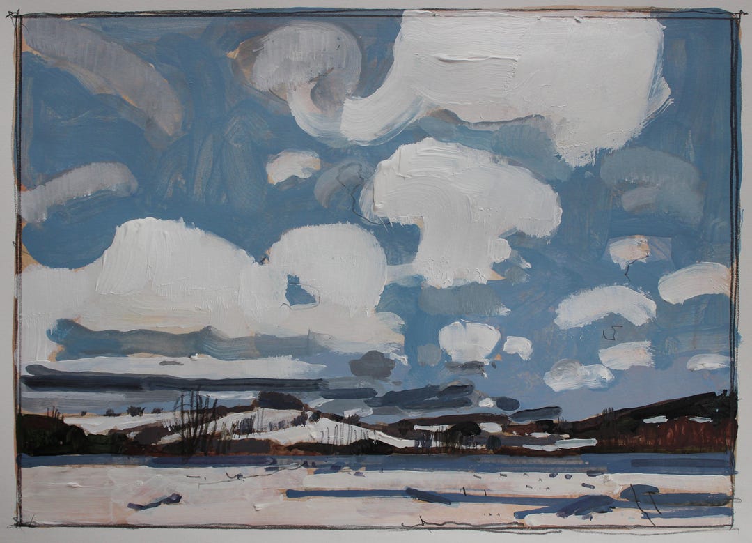 Original Winter Snowscape Painting on Paper, 11 X 15 Inches ...