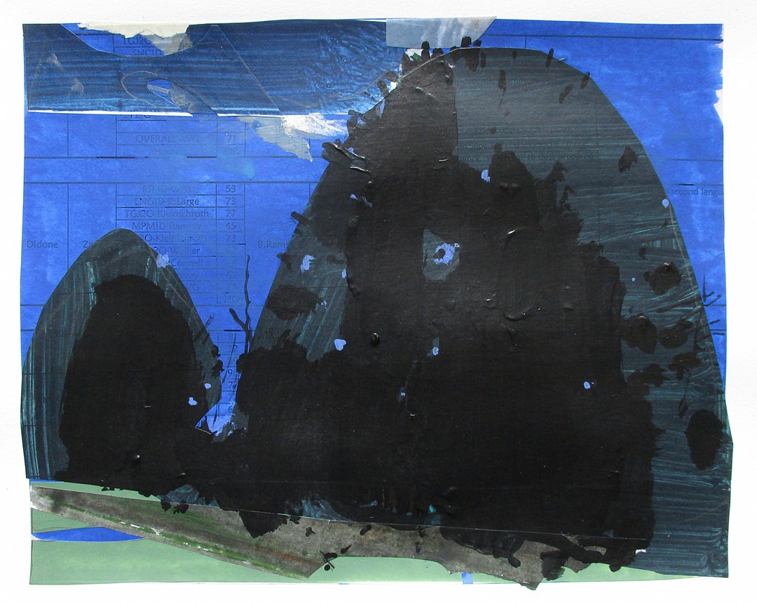Original Autumn Landscape Collage Painting on Paper, "cedar Dusk ...