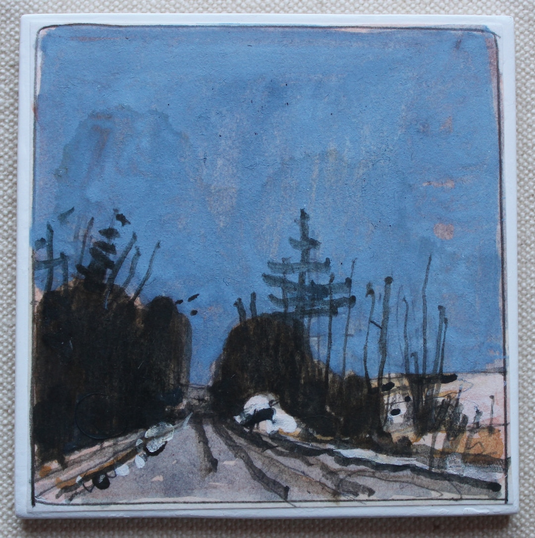 To North Field, Original Small Winter Landscape Painting on Panel ...